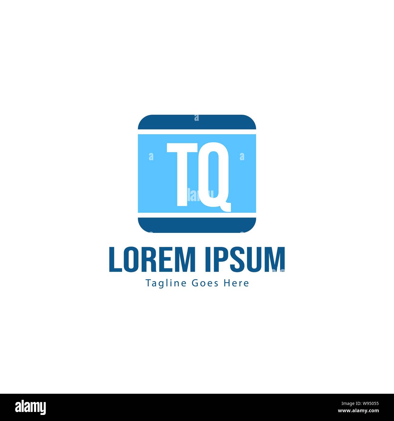 Initial TQ logo template with modern frame. Minimalist TQ letter logo ...
