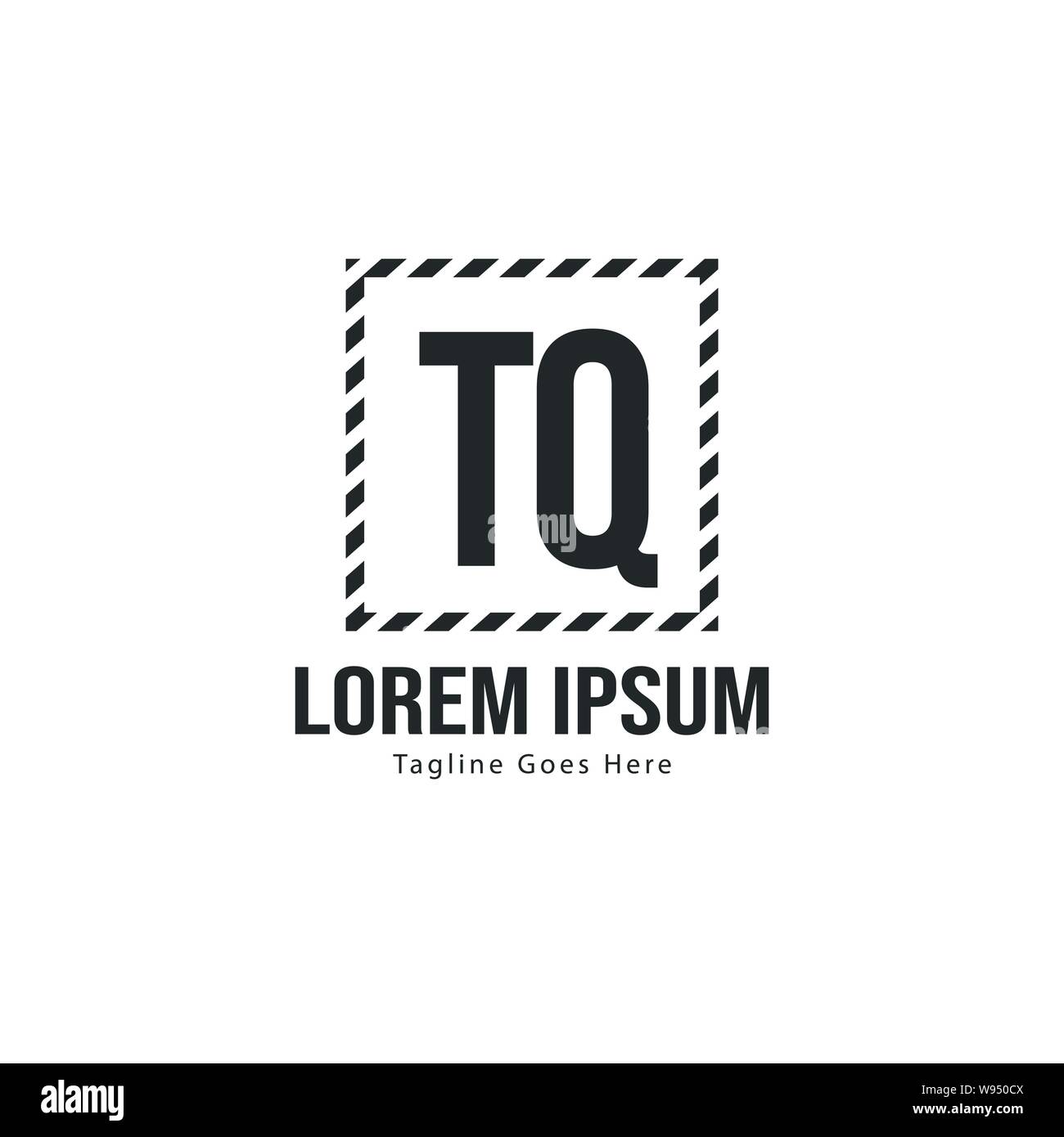 Initial TQ logo template with modern frame. Minimalist TQ letter logo ...