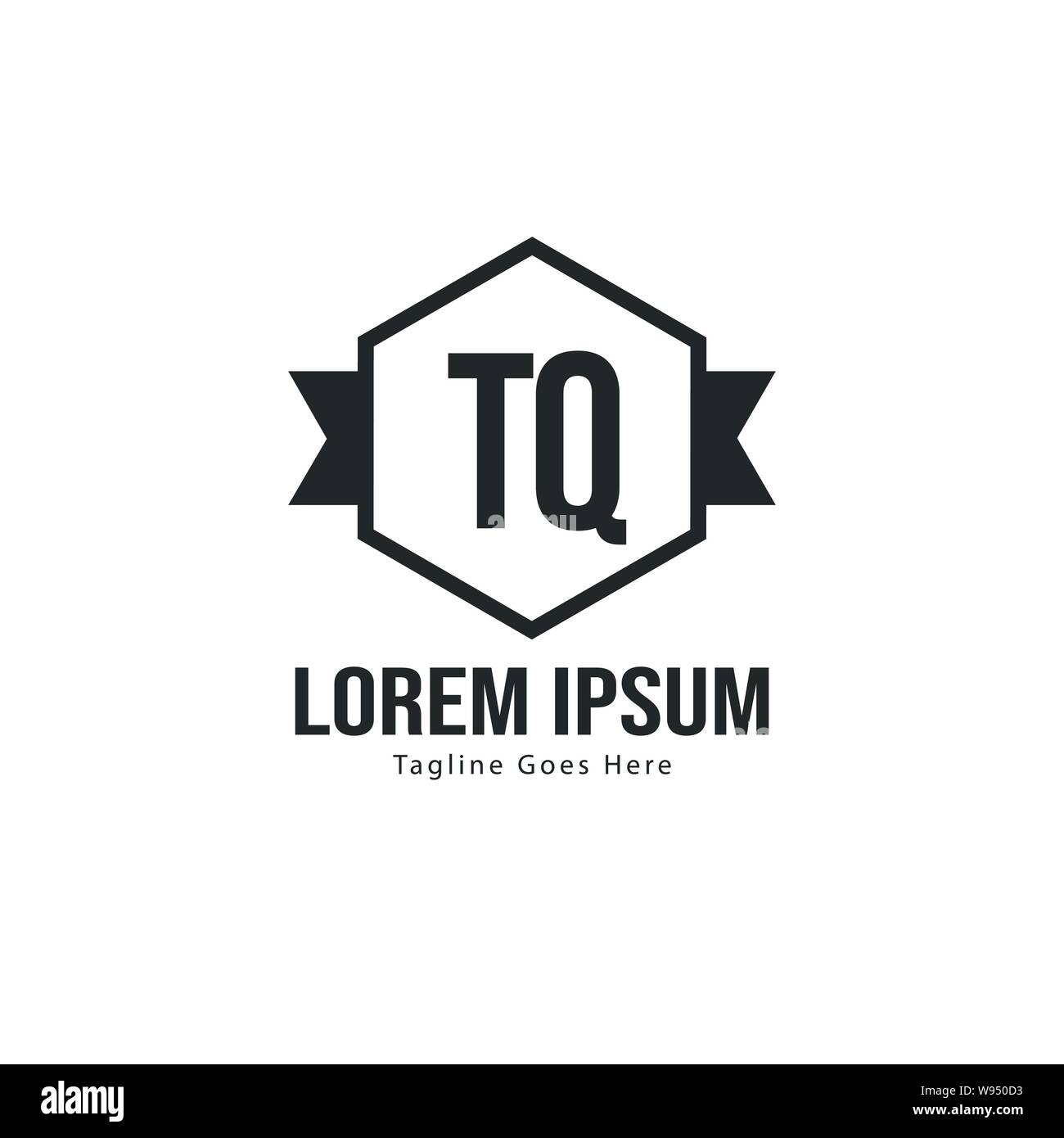 Initial TQ logo template with modern frame. Minimalist TQ letter logo ...
