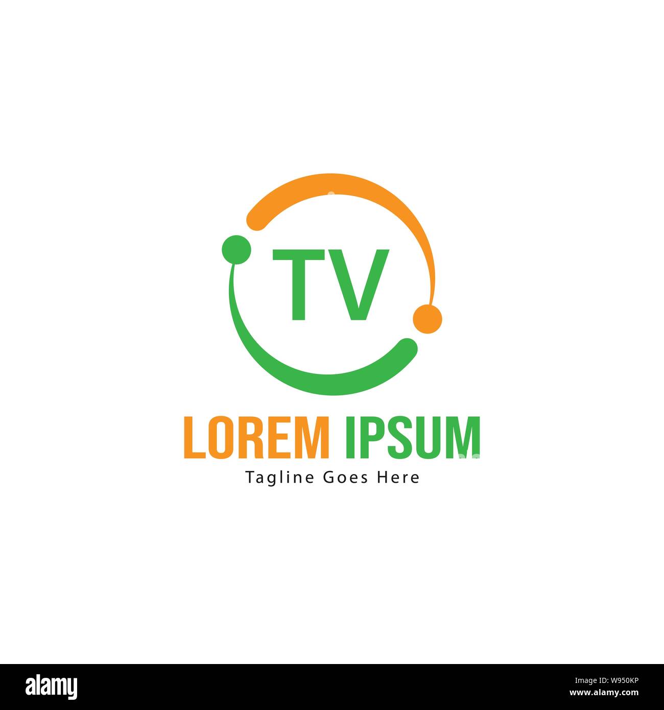 Initial TV logo template with modern frame. Minimalist TV letter logo ...