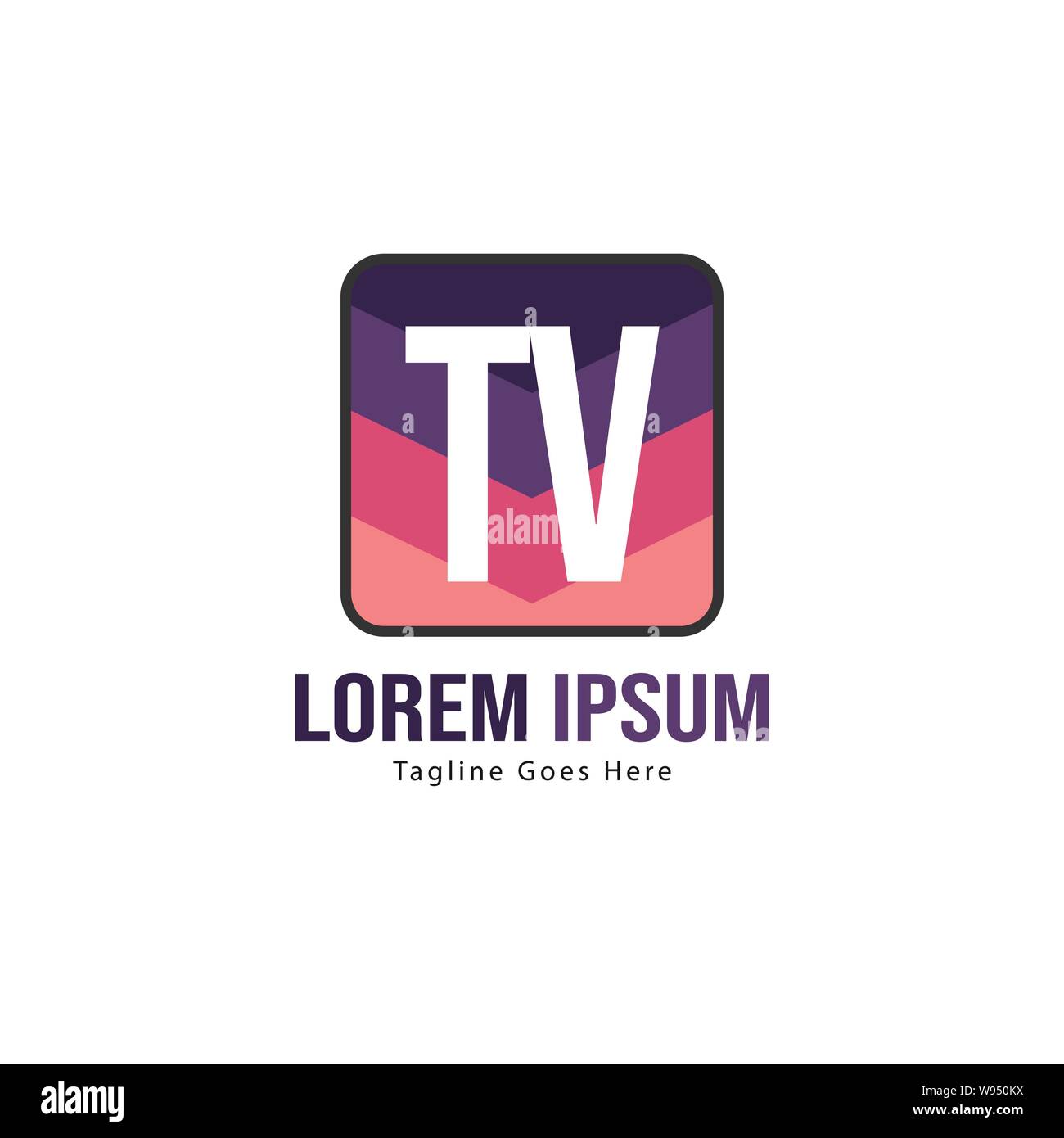 Initial TV logo template with modern frame. Minimalist TV letter logo ...