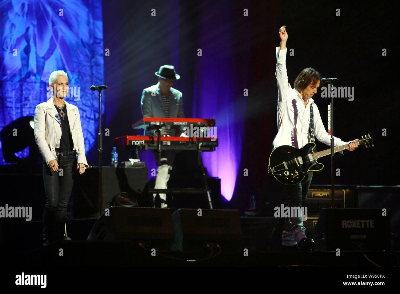 Swedish pop music duo Roxette performs at a concert of its world tour ...