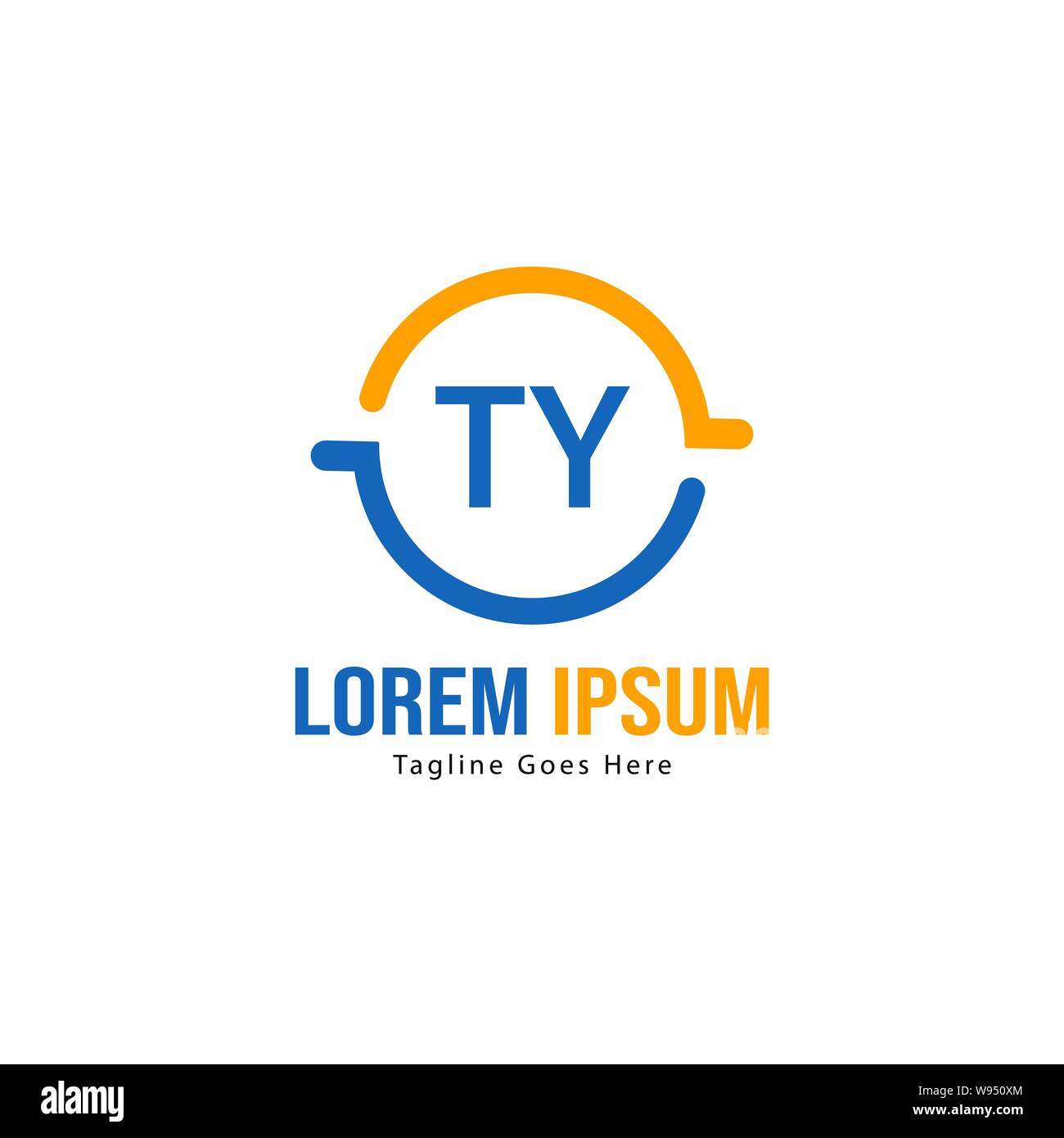 Initial TY logo template with modern frame. Minimalist TY letter logo ...