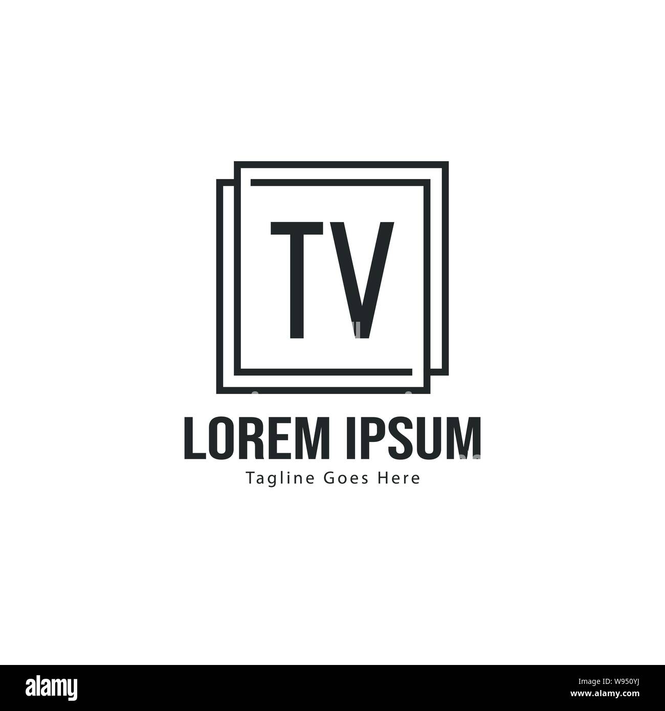 Initial TV logo template with modern frame. Minimalist TV letter logo ...