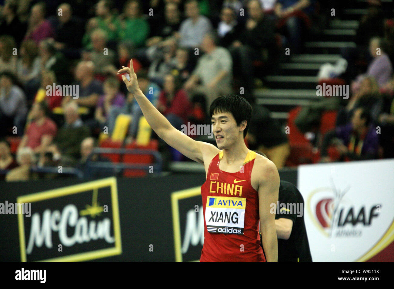 Chinas liu xiang celebrates after hi-res stock photography and images ...