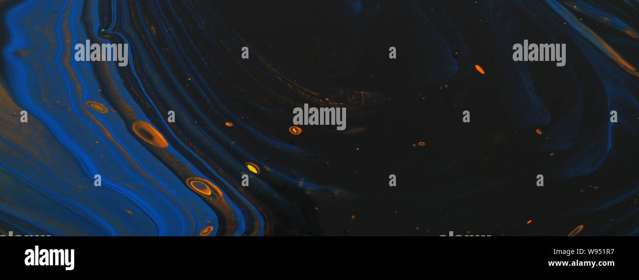 abstract marbleized effect background. Blue, yellow and black creative ...