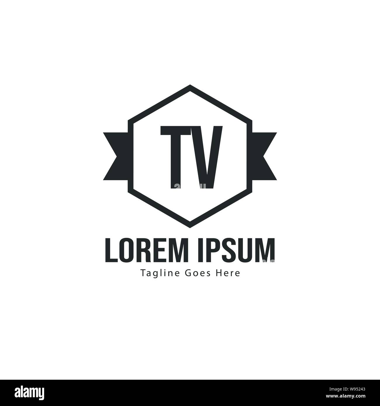 Initial TV logo template with modern frame. Minimalist TV letter logo ...