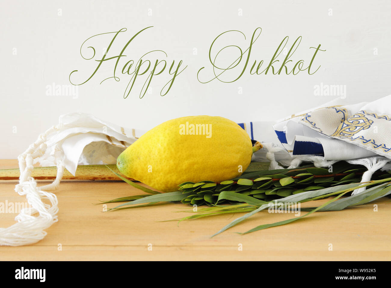 Jewish festival of Sukkot. Traditional symbols (The four species ...