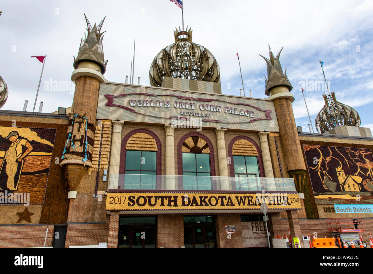 Main entrance at the world's only corn palace, located in Mitchell ...