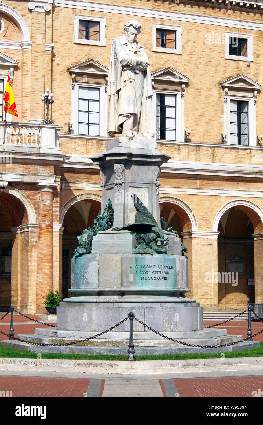 Statue of Giacomo Leopardi, in the small city of Recanati, Italy ...