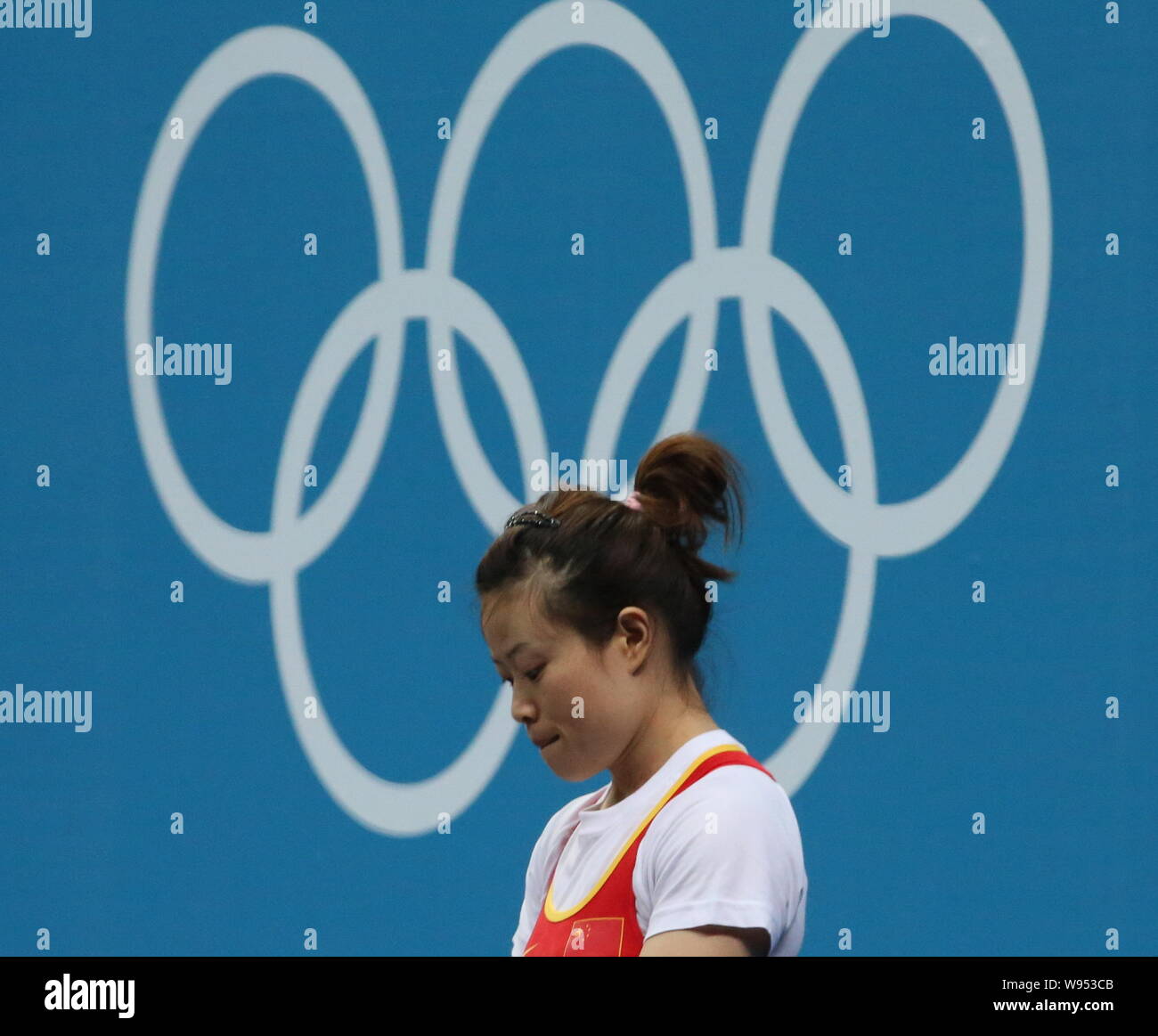 Wang Mingjuan of China is pictured in the final of the womens 48kg ...
