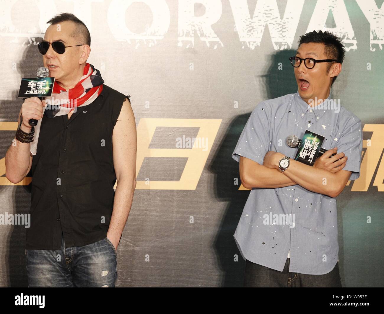 Hong Kong actor Shawn Yue and Anthony Wong speak during a press ...