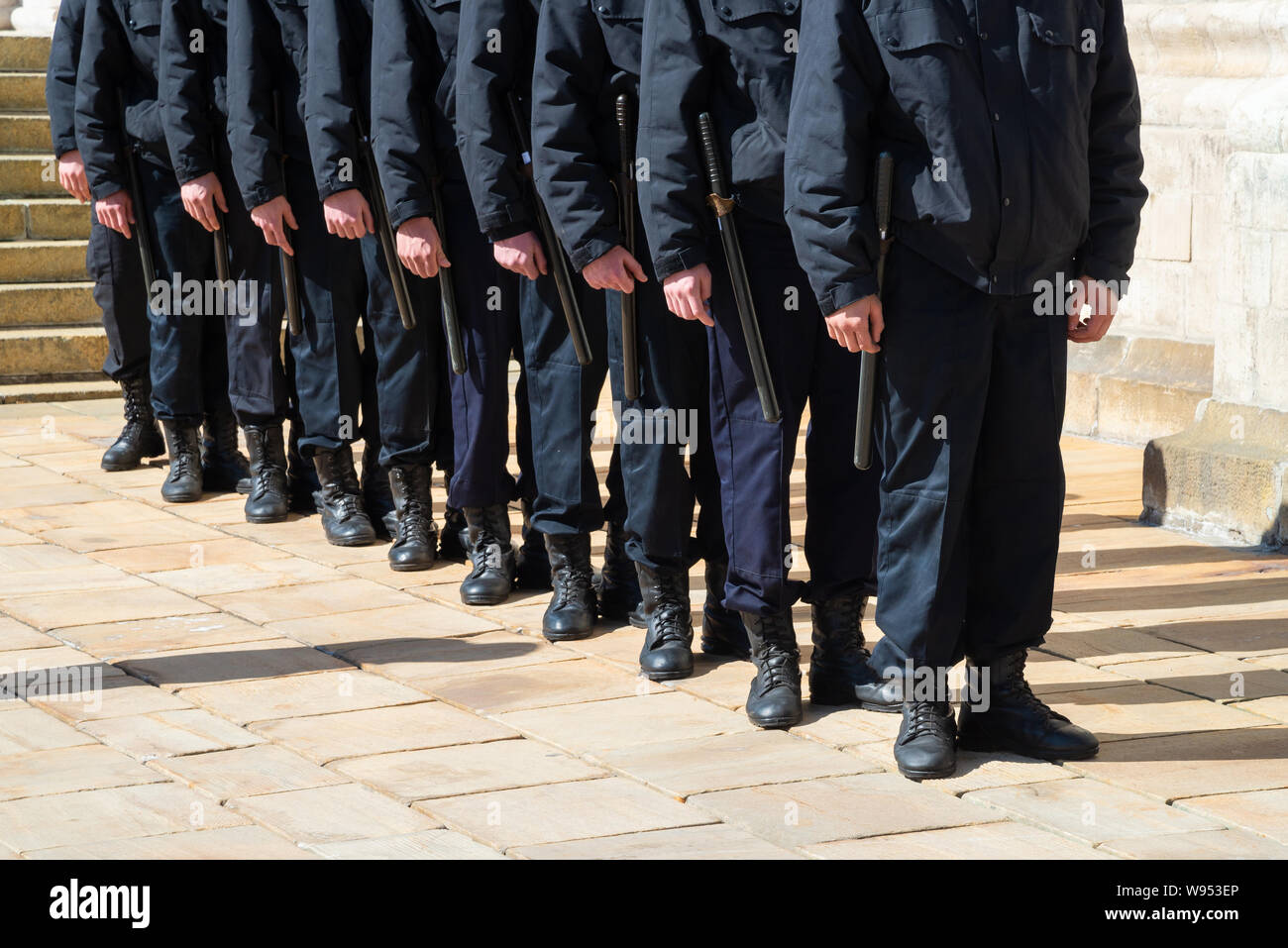 Security guard stand by in the row waiting for ceremony parade show ...