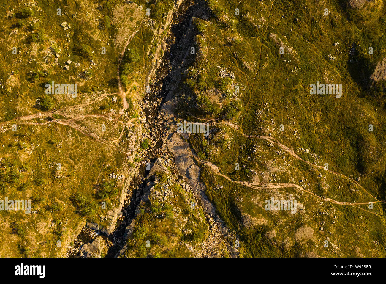 The main trail splits off into multiple paths, converging again after ...