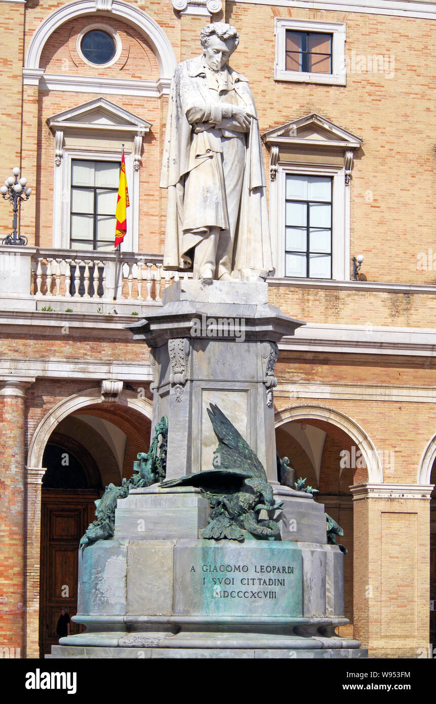 Statue of Giacomo Leopardi, in the small city of Recanati, Italy ...