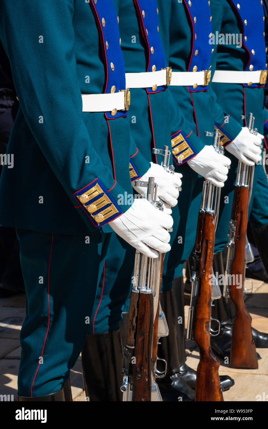 Security guard stand by in the row waiting for ceremony parade show ...