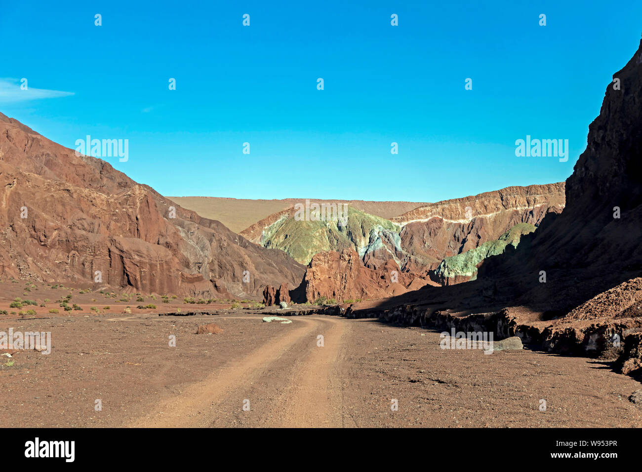 Road in colorful mineral mountains, part of the landscapes of Rainbow ...
