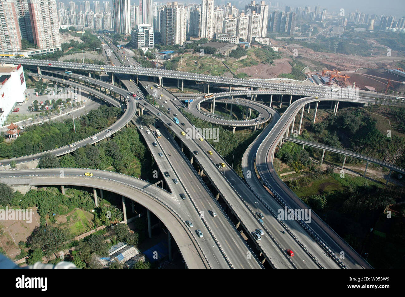 Aerial view of overpasses and highways in Chongqing, China, 22 October ...