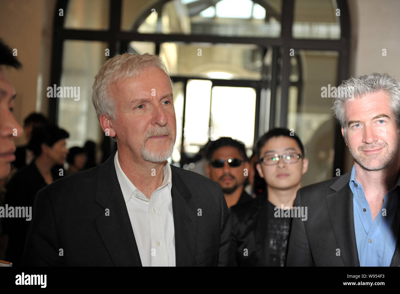 Canadian film director and producer James Cameron, center, arrives for ...
