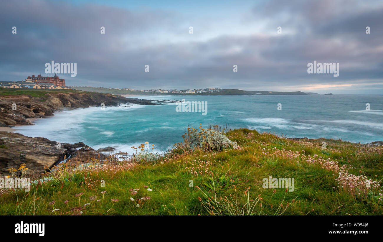 Newquay Headland In Cornwall At Sunset, During The Summer Stock Photo ...
