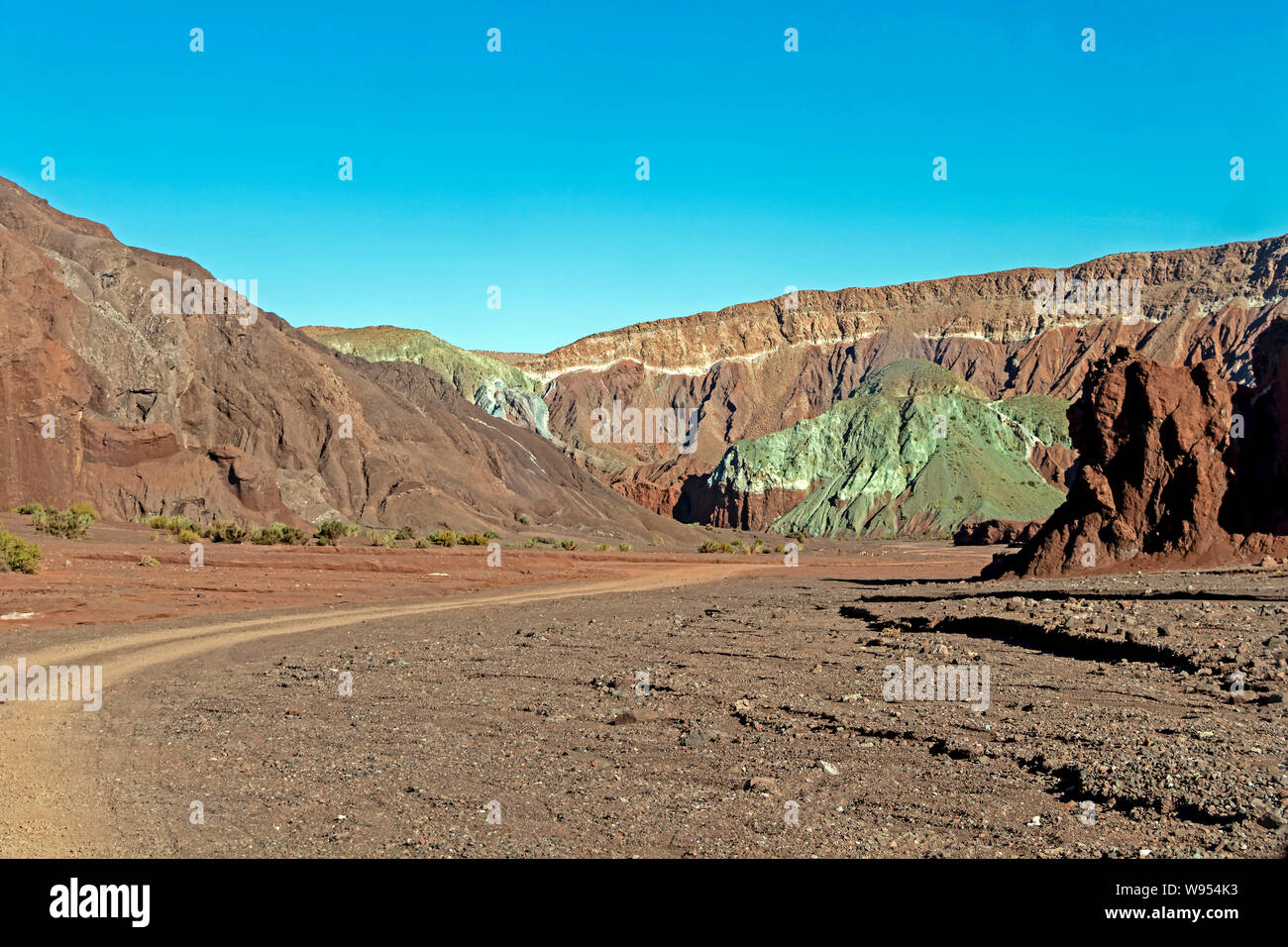Road in colorful mineral mountains, part of the landscapes of Rainbow ...