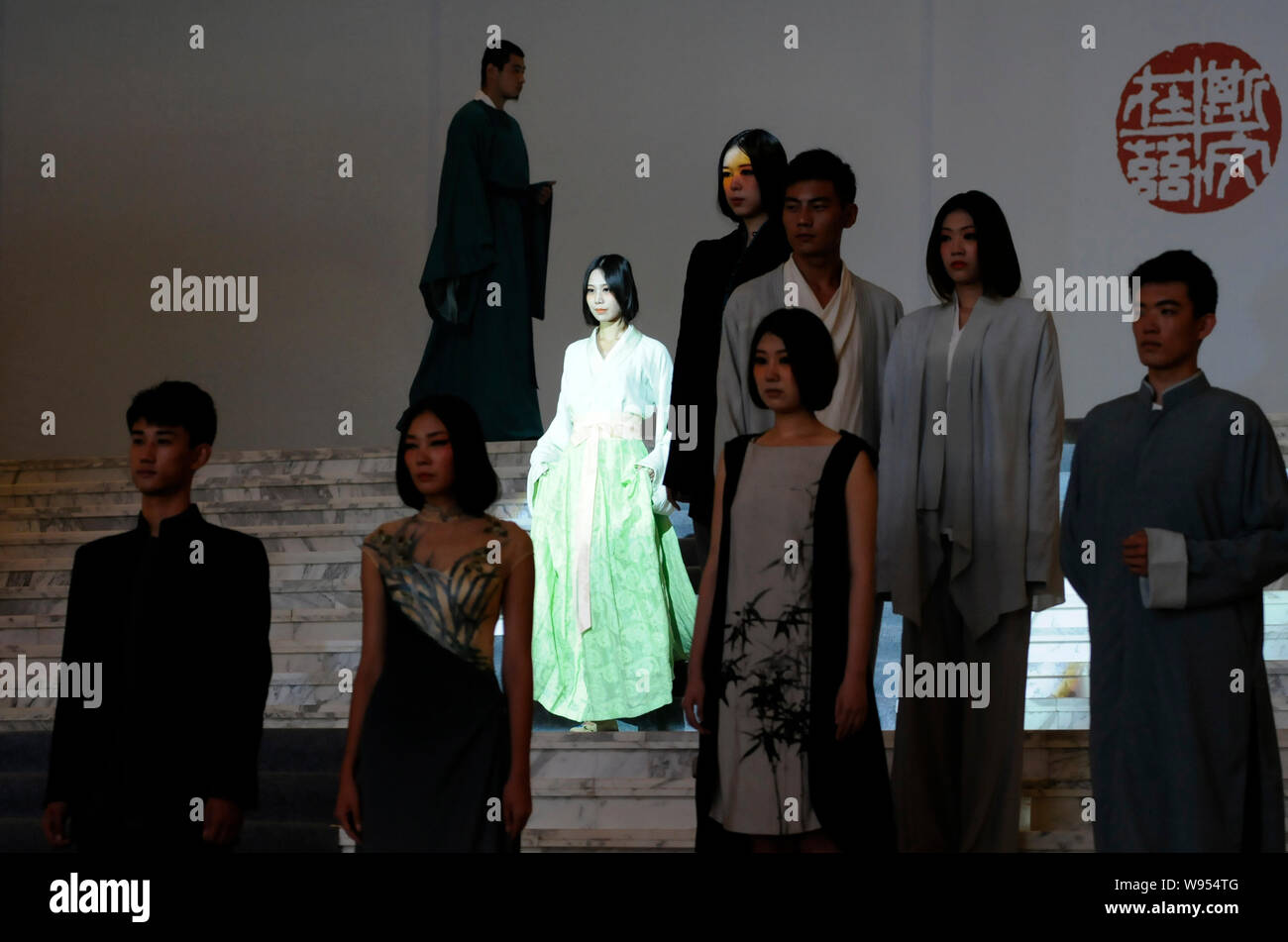 Models display Chinese-style clothes during a fashion show at the ...