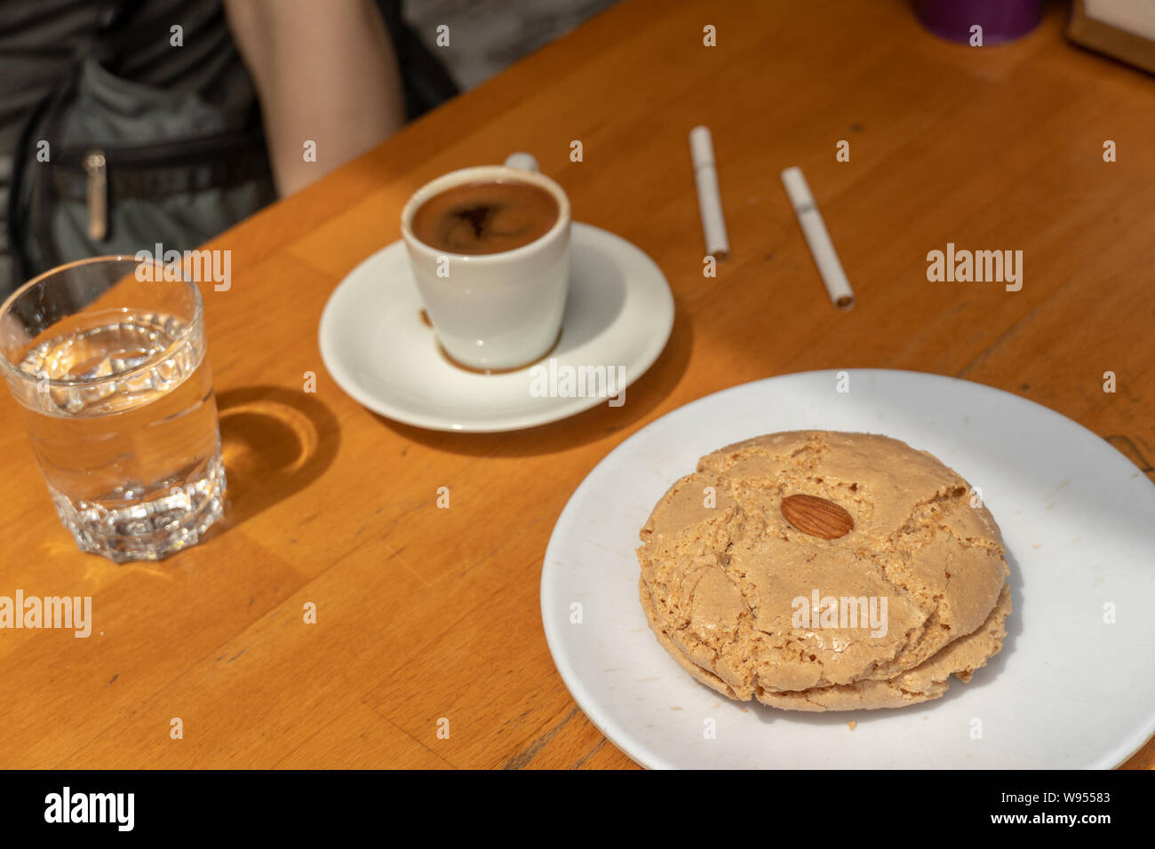 Almond Turkish Cookie called Acibadem with turkish coffee and a pair of ...