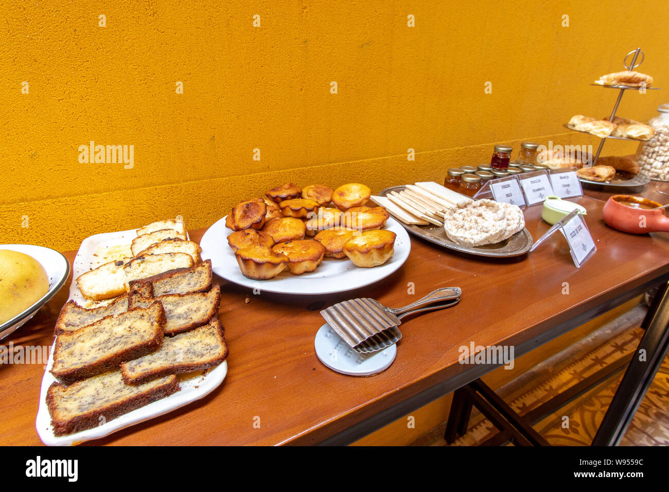 A lovely assortment of breakfast foods on display Stock Photo - Alamy