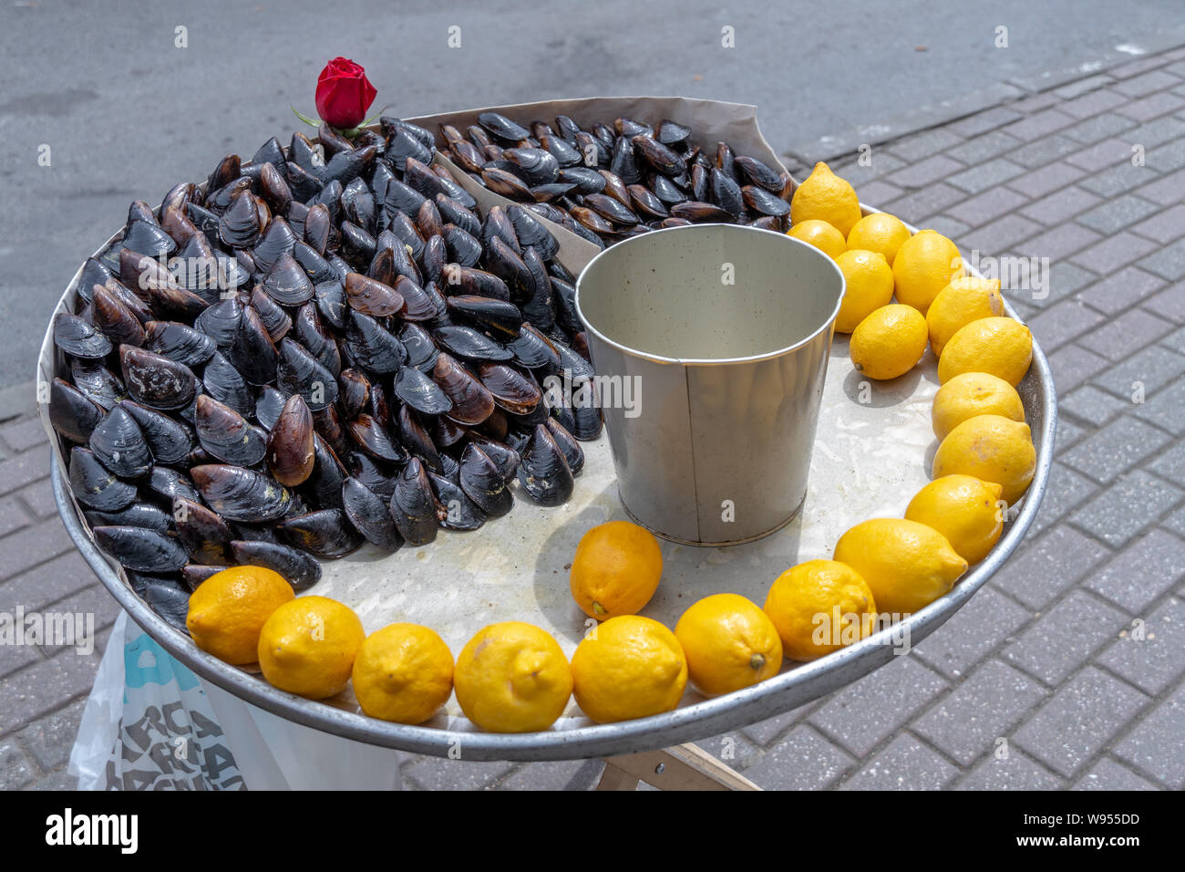 Midye Dolma, stuffed mussels with aromatic rice, herbs and spices, is a ...