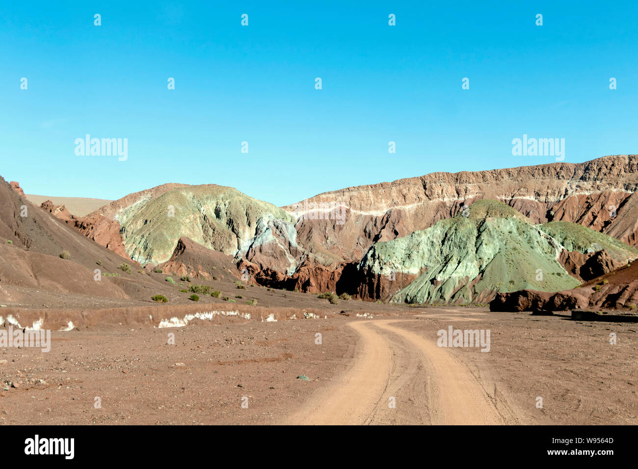 Road in colorful mineral mountains, part of the landscapes of Rainbow ...