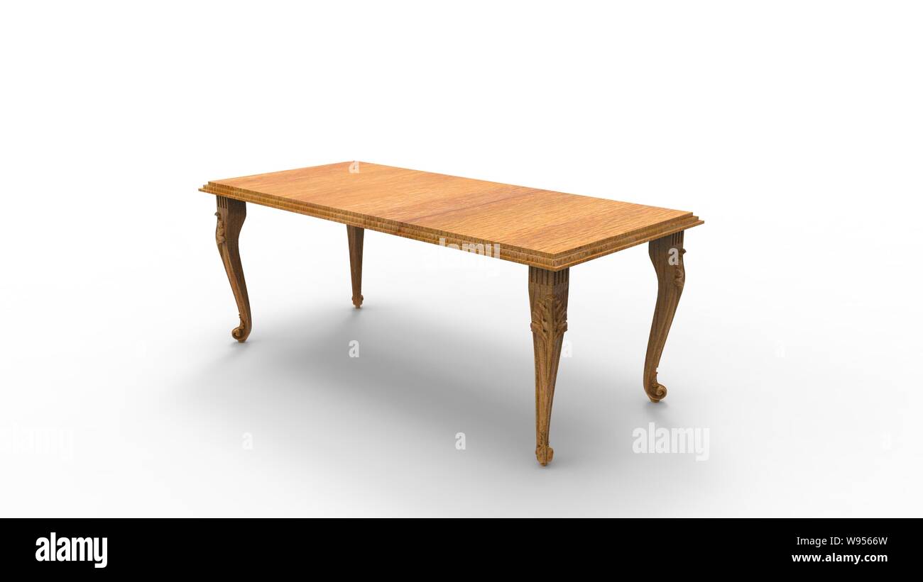 Classic vintage table isolated in white background Stock Photo - Alamy