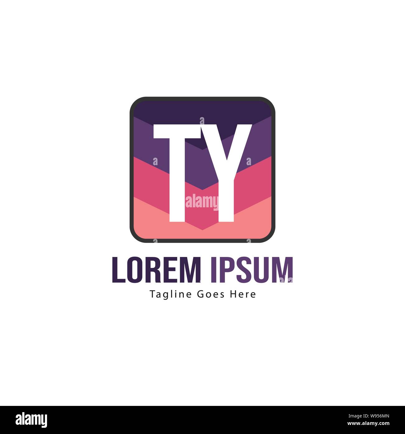 Initial TY logo template with modern frame. Minimalist TY letter logo ...