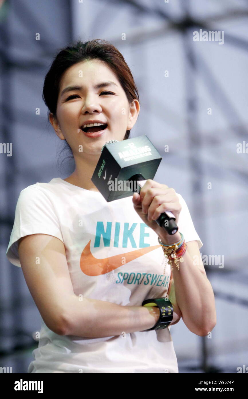 Taiwanese singer and actress Elle Chen Jiahua speaks during the Nike Be ...