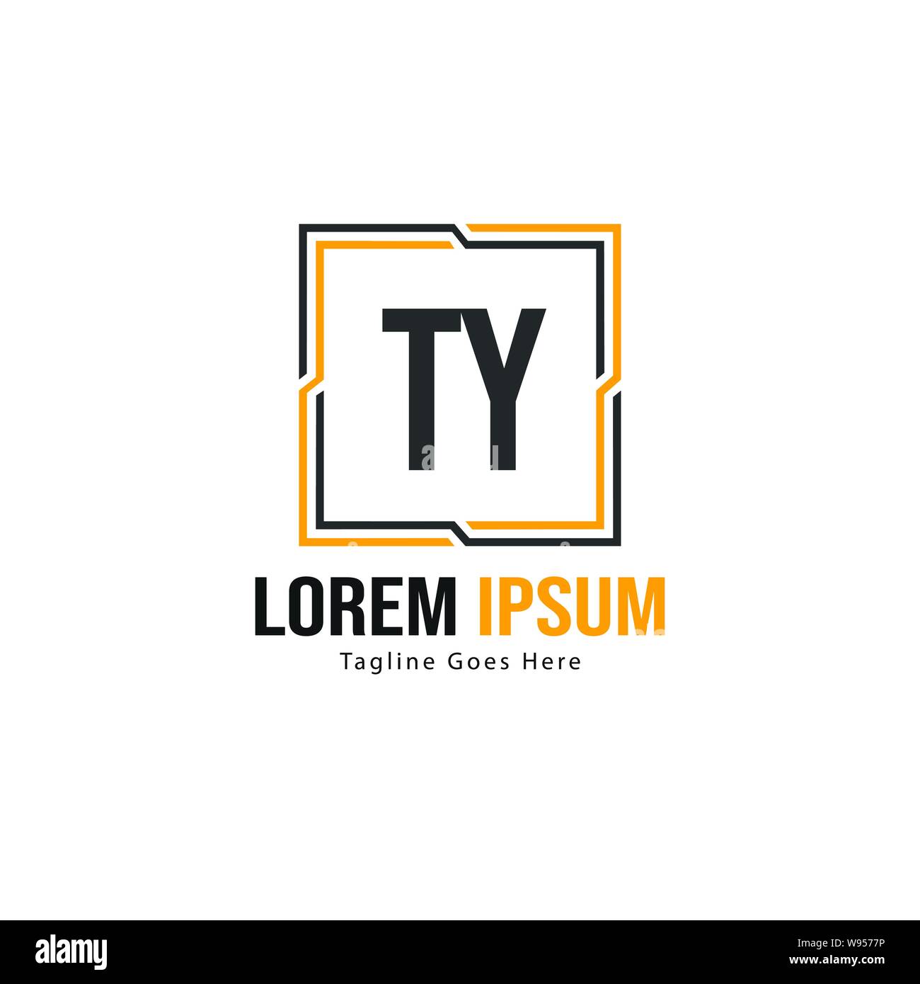 Initial TY logo template with modern frame. Minimalist TY letter logo ...