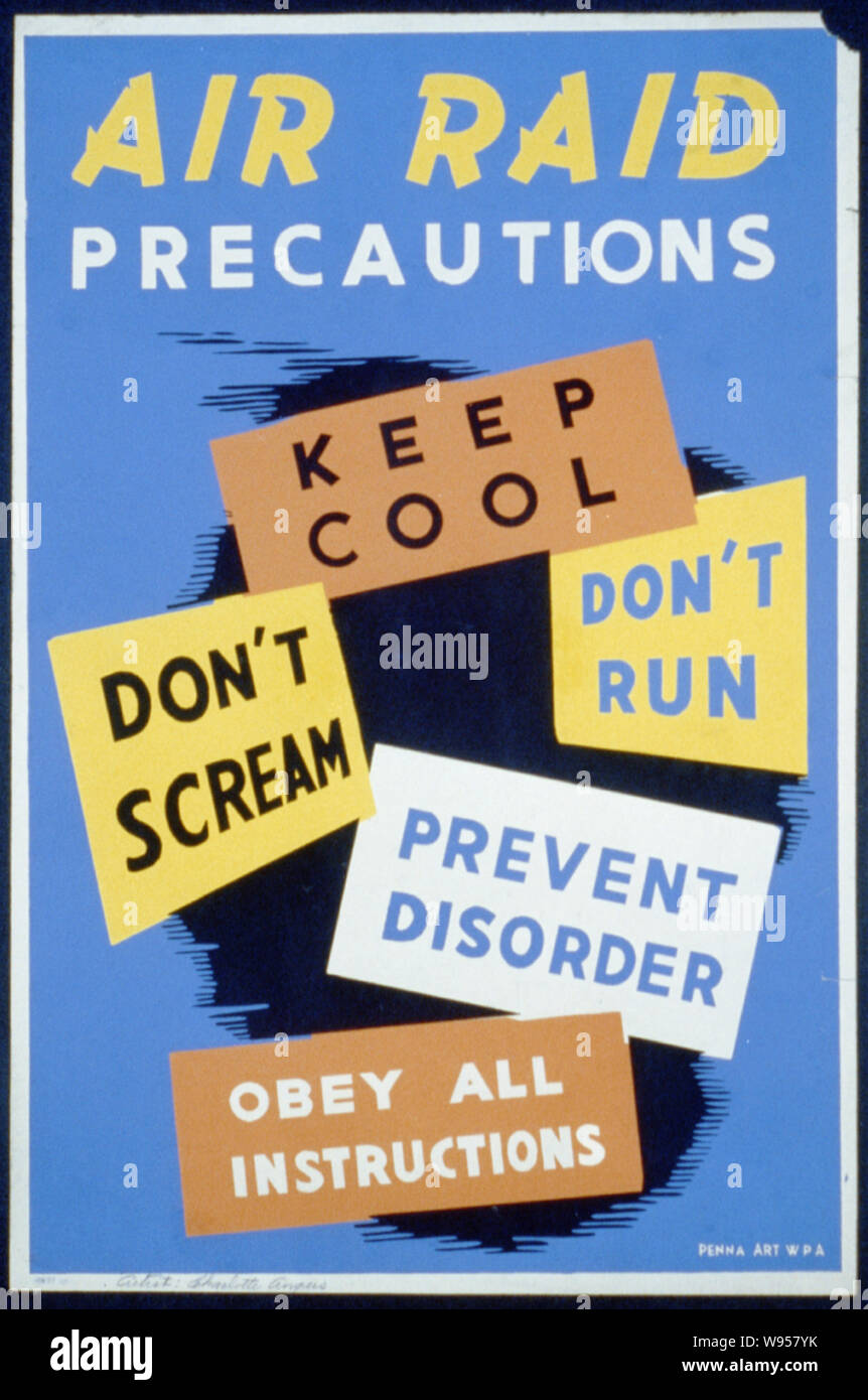 Air raid precautions Abstract: Poster offering instructions for proper ...