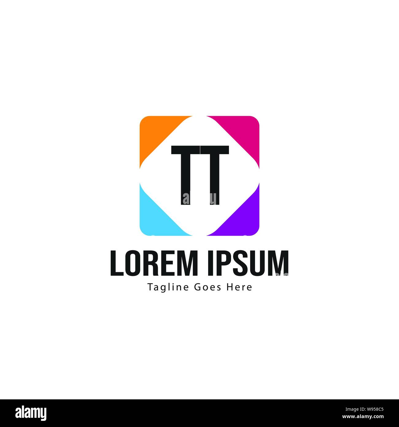 Initial TT logo template with modern frame. Minimalist TT letter logo ...