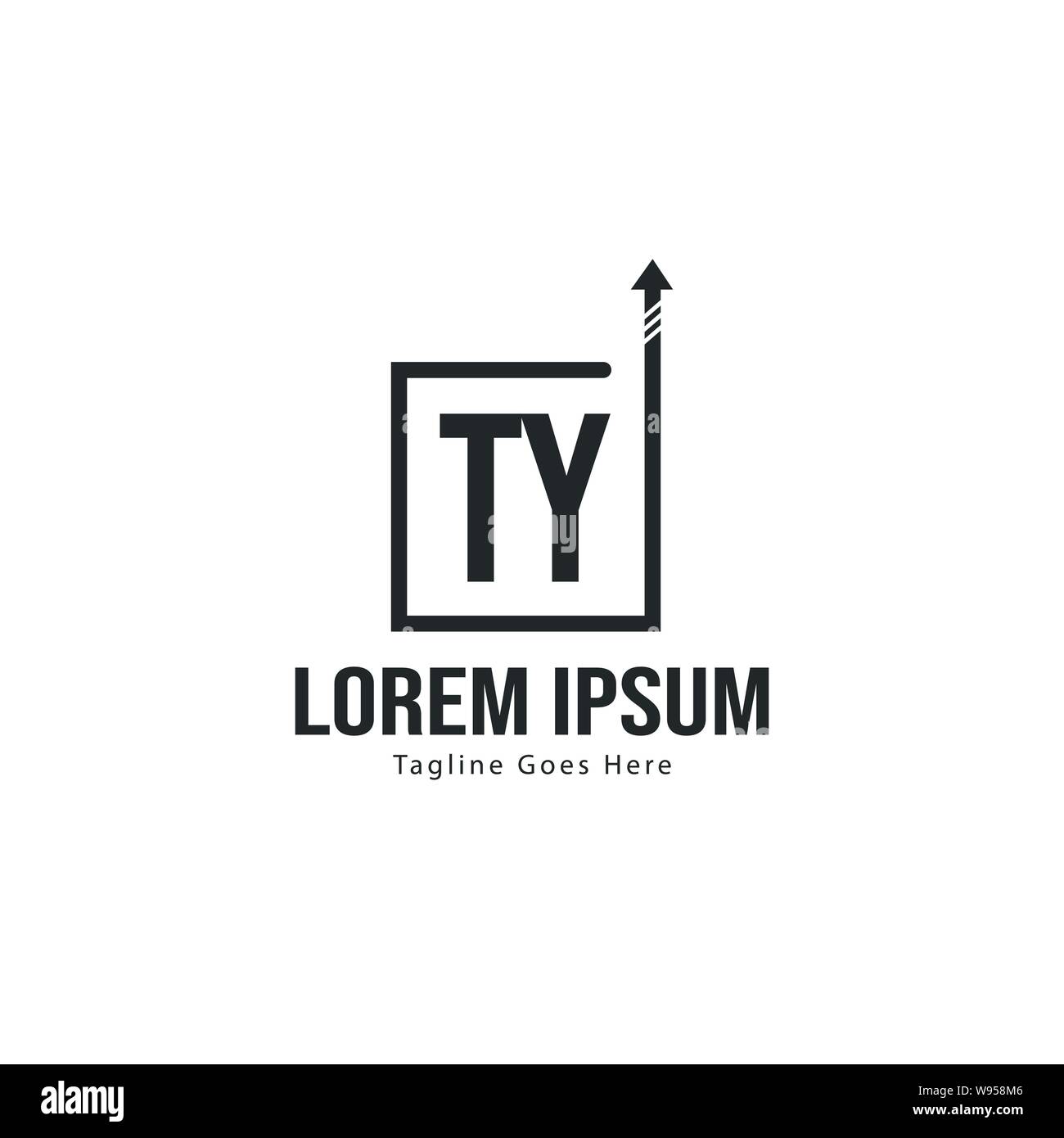 Initial TY logo template with modern frame. Minimalist TY letter logo ...