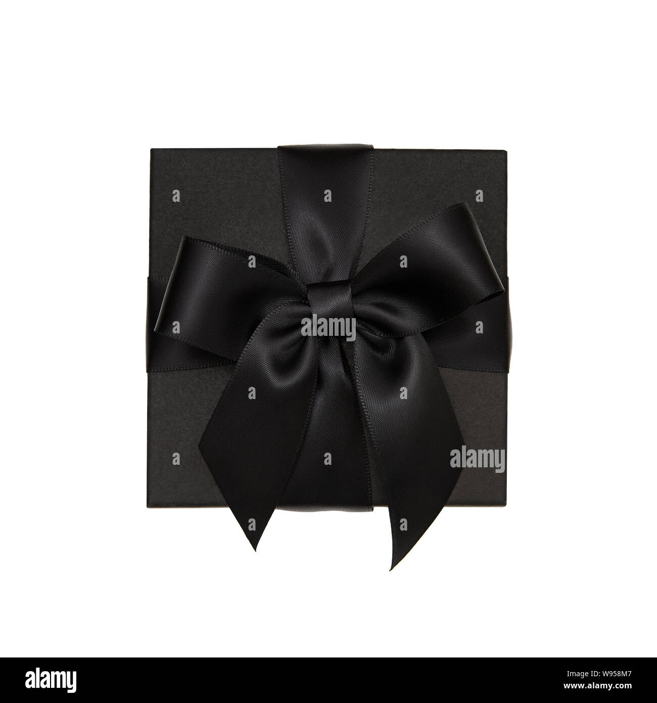 Black gift box cut out and isolated on white background, present ...