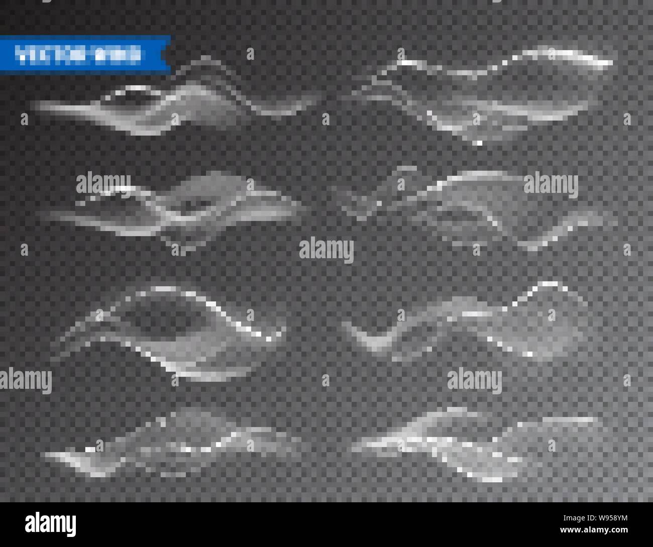 Realistic Wind Set on Transparent Background. Vector Vapor in Air ...