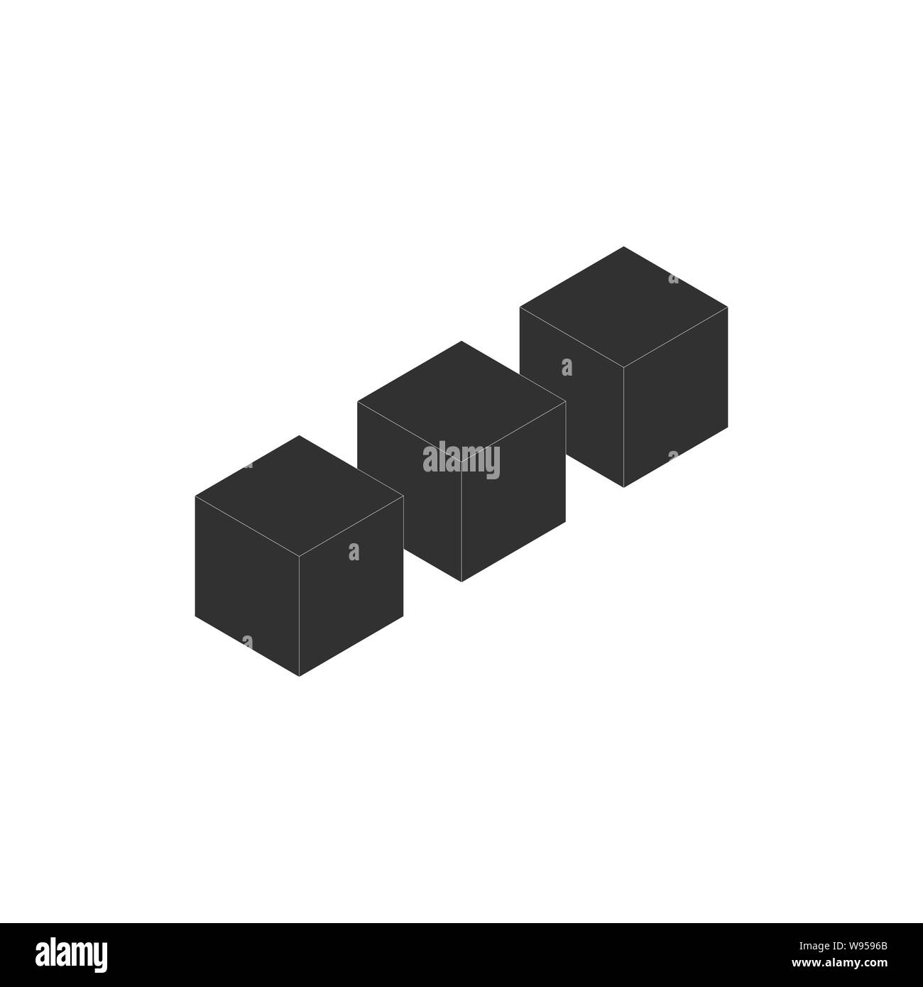 Three cubes in row, Layout Icon. Vector Layers Icon vector icon ...