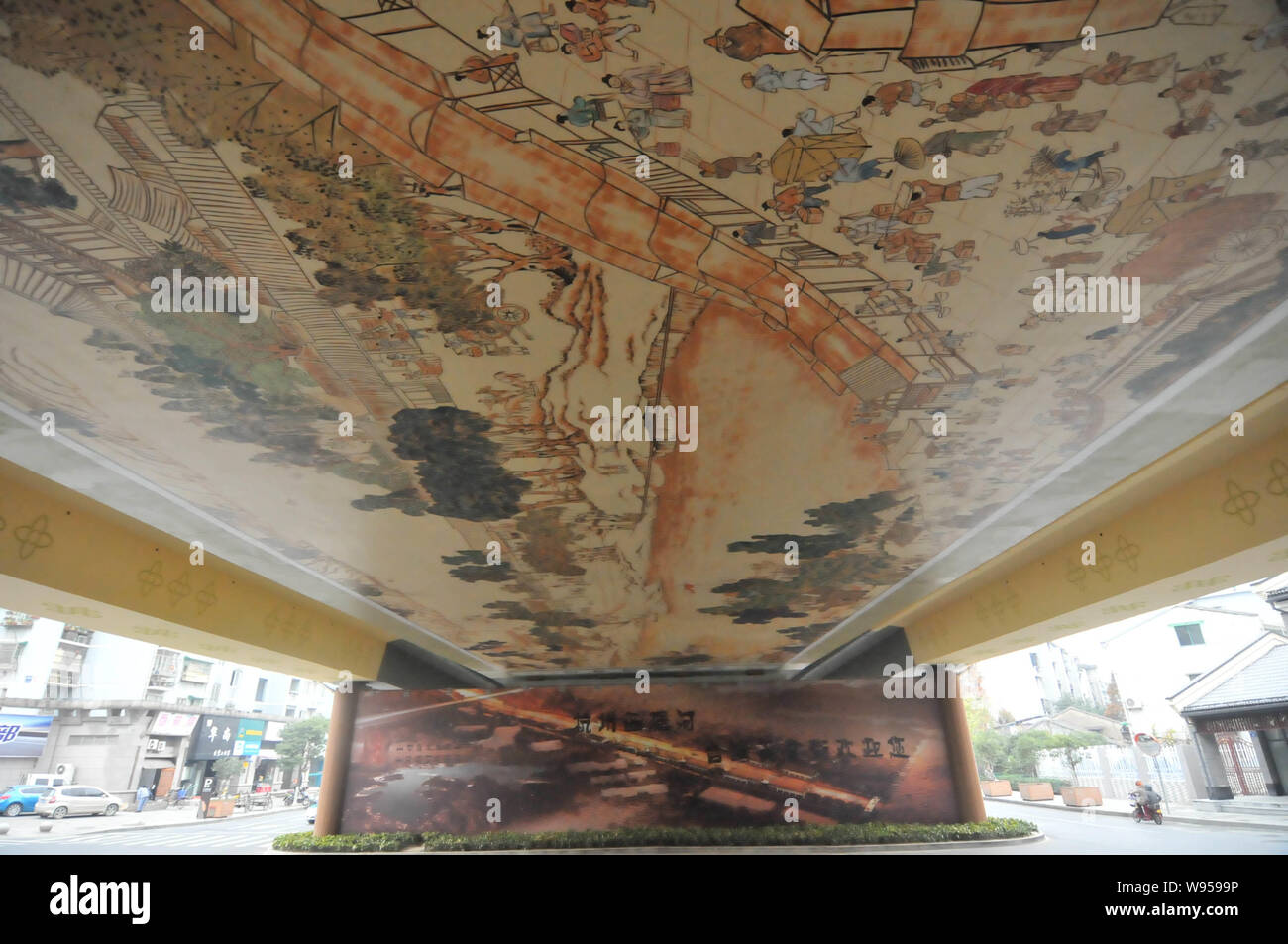 A replica of the painting, Along The River During Qingming Festival or ...