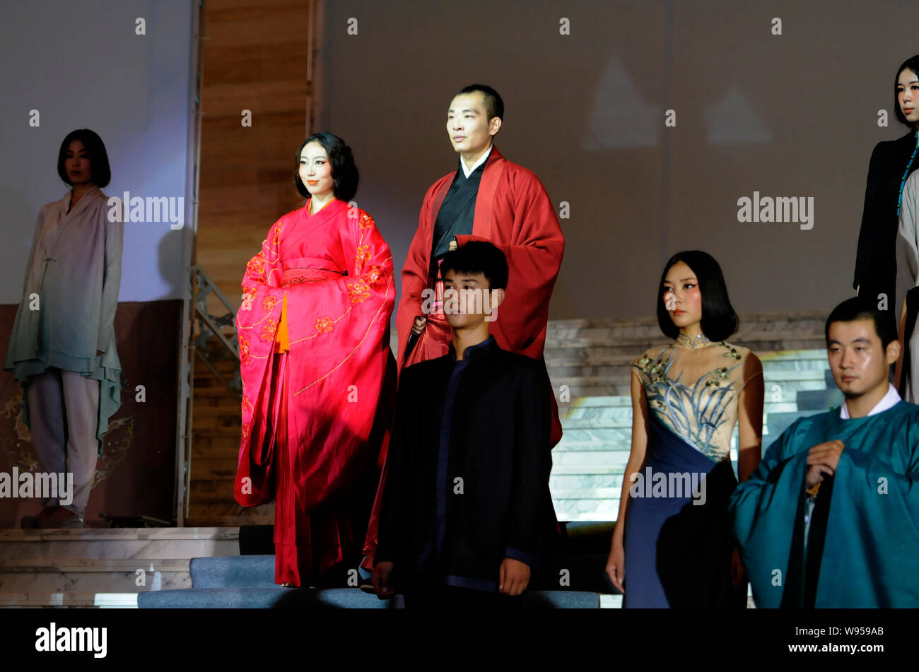 Models display Chinese-style clothes during a fashion show at the ...