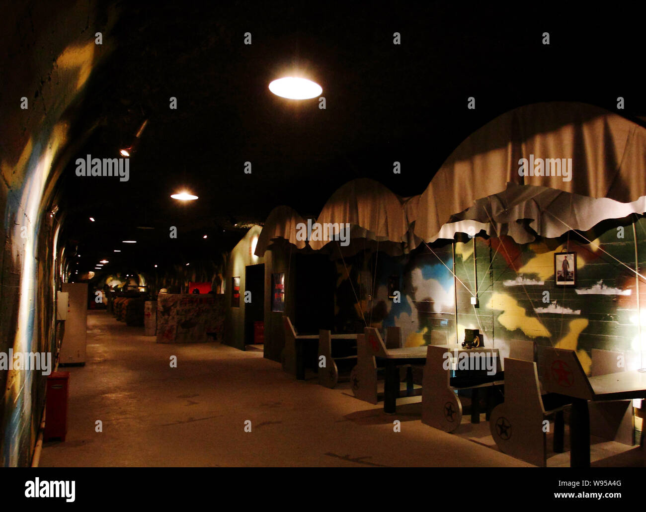 Interior of a military-themed bar, which was the former headquarters of ...