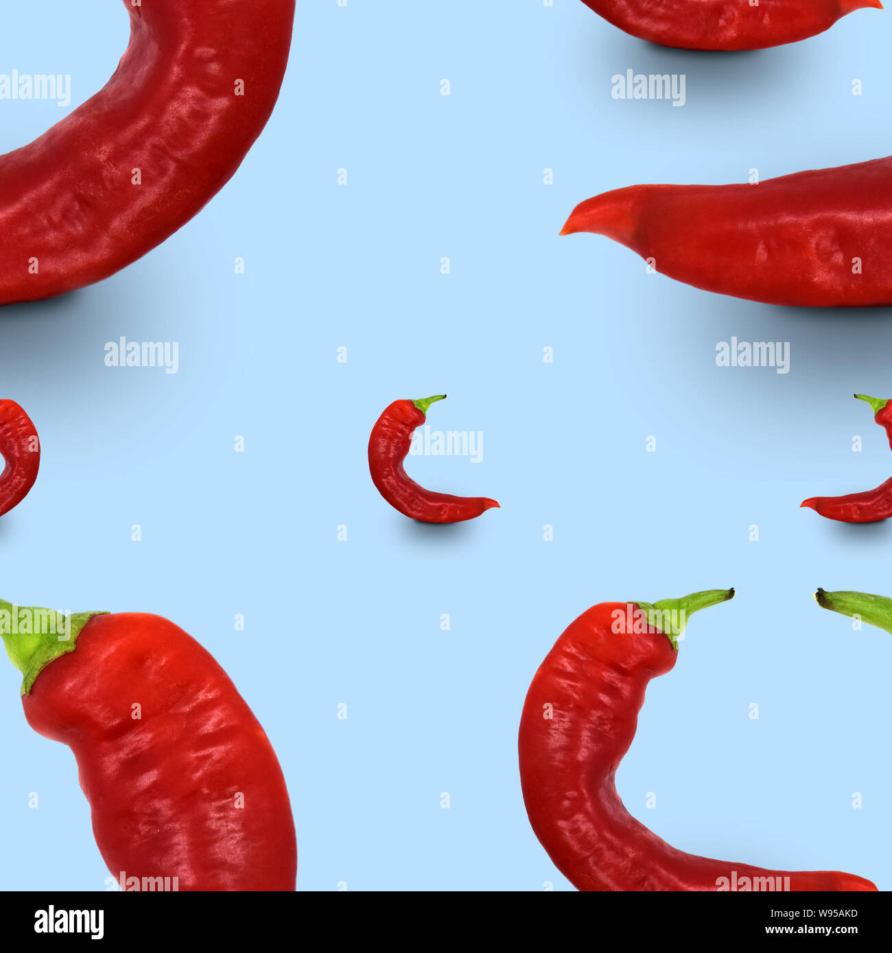 Seamless pattern red peppers on blue background. Illustration for Your ...