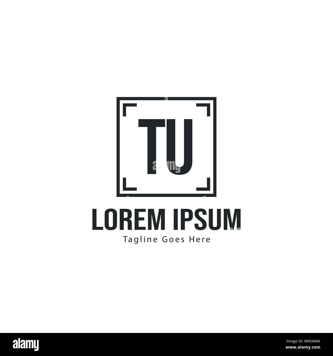 Initial TU logo template with modern frame. Minimalist TU letter logo ...