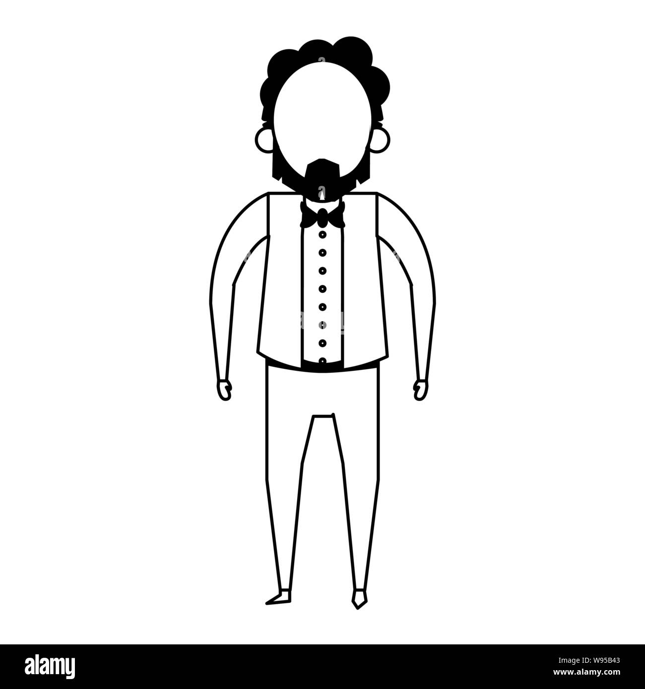 grandparent senior old grandfather cartoon faceless in black and white ...