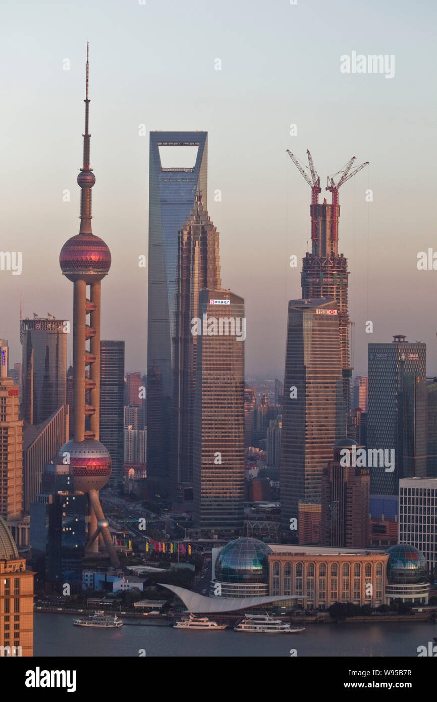 Skyline of the Lujiazui Financial District with the Oriental Pearl TV ...