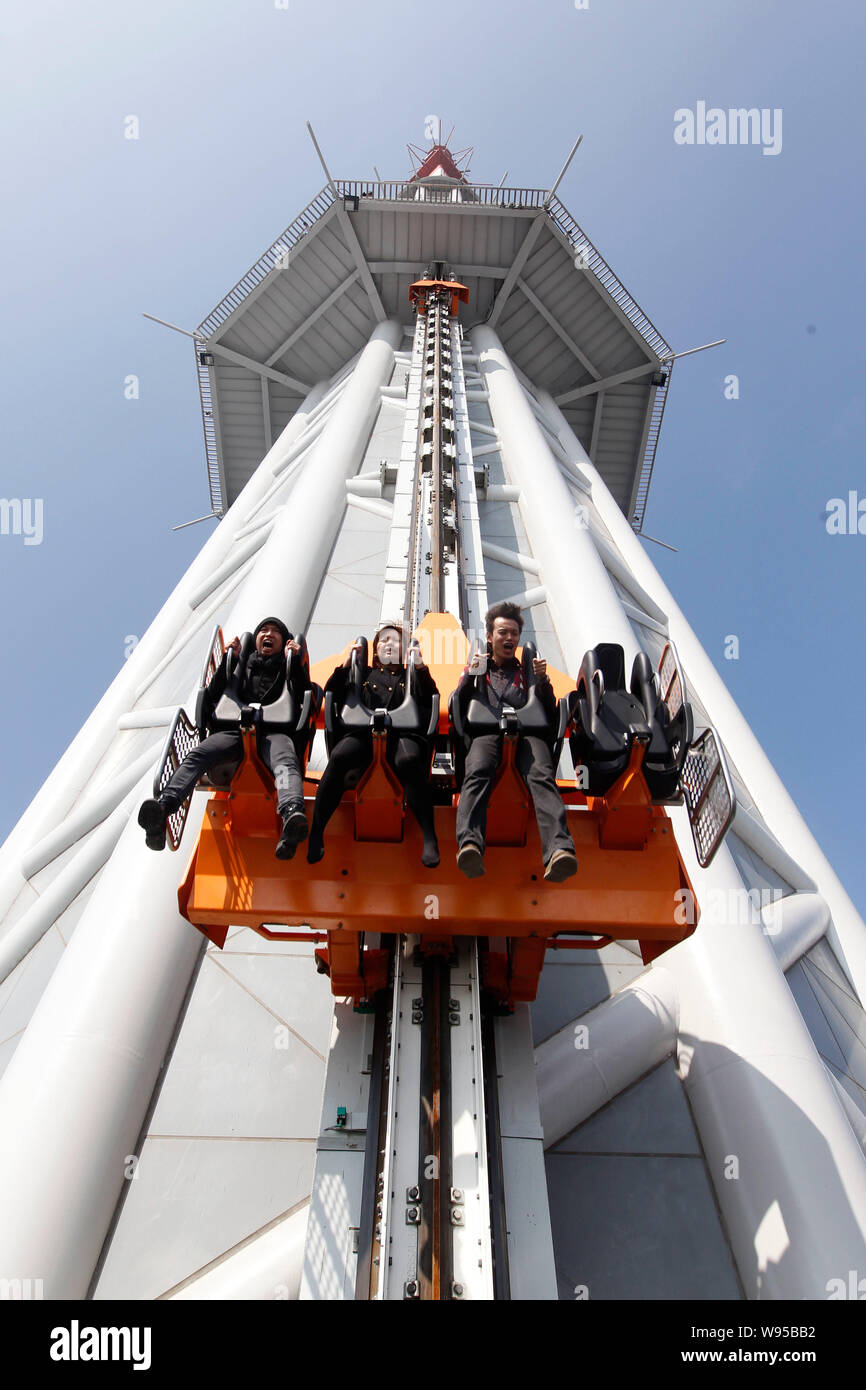Visitors experience the worlds highest jumping machine which just ...