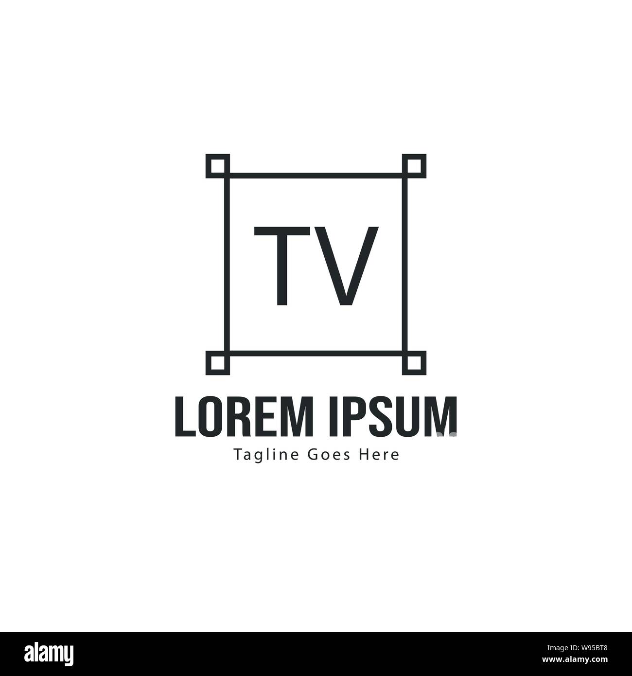 Initial TV logo template with modern frame. Minimalist TV letter logo ...