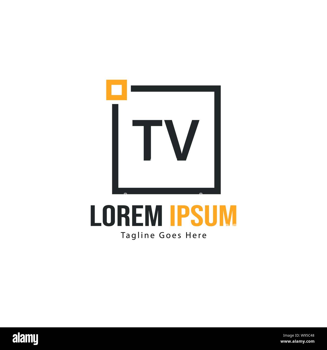 Initial TV logo template with modern frame. Minimalist TV letter logo ...